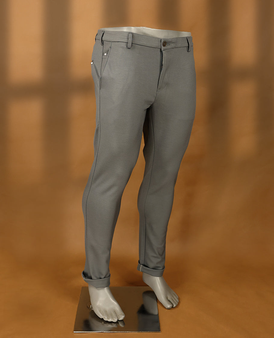 Ash grey colour IRONY plain formal pants for men.